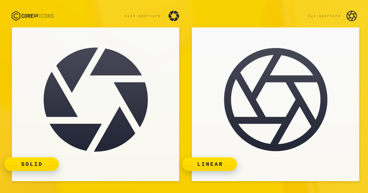 Aperture Icon · Linear · Coreui Icons · Svg Javascript Typescript