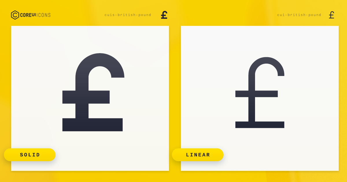 British Pound Icon · Linear · Coreui Icons · Svg Javascript Typescript And Webfont