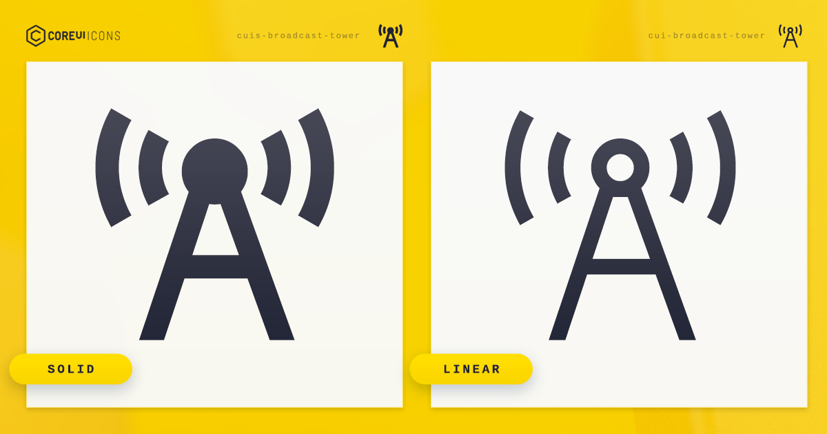 Broadcast Tower Icon · Linear · Coreui Icons · Svg Javascript Typescript And Webfont