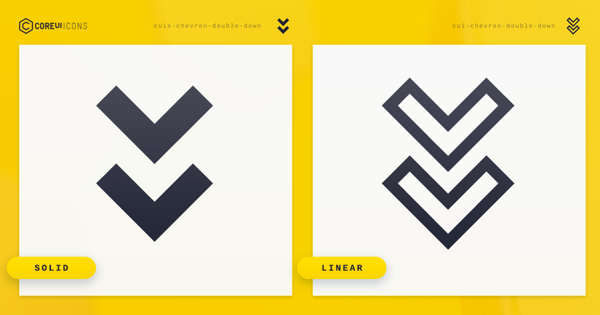 Chevron Double Down Icon · Linear · Coreui Icons · Svg Javascript Typescript And Webfont