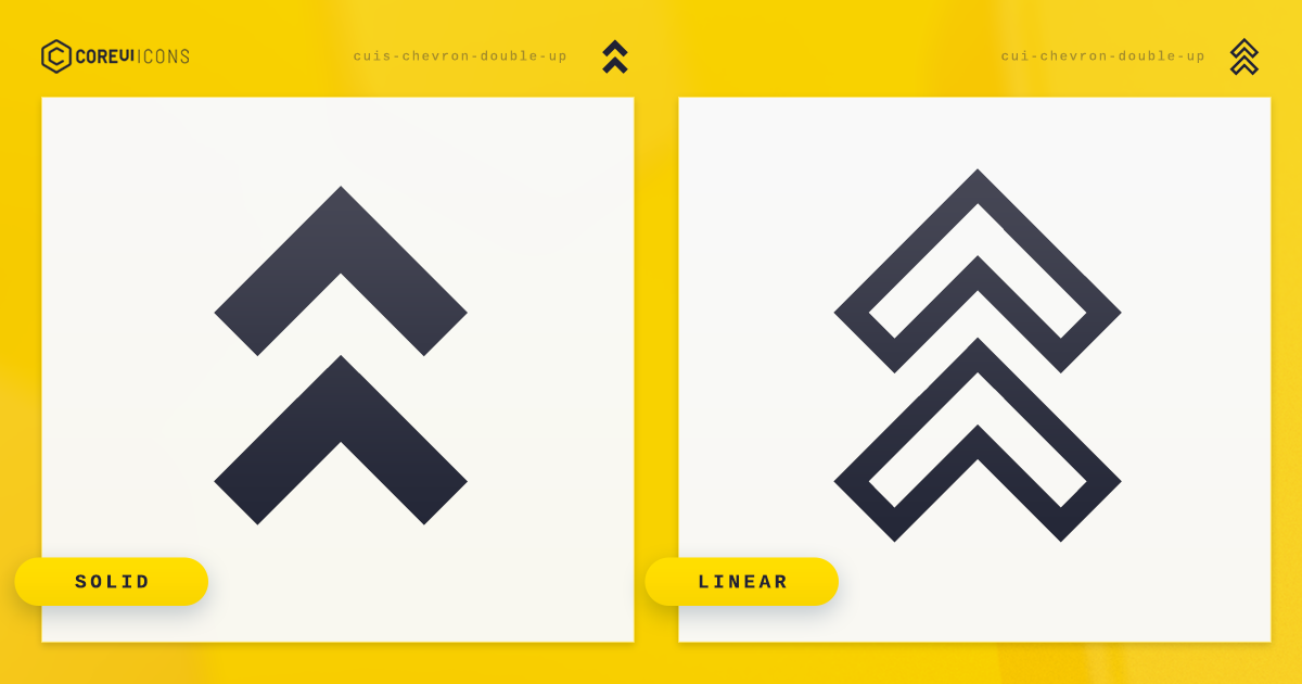 Chevron Double Up Icon · Linear · Coreui Icons · Svg Javascript Typescript And Webfont