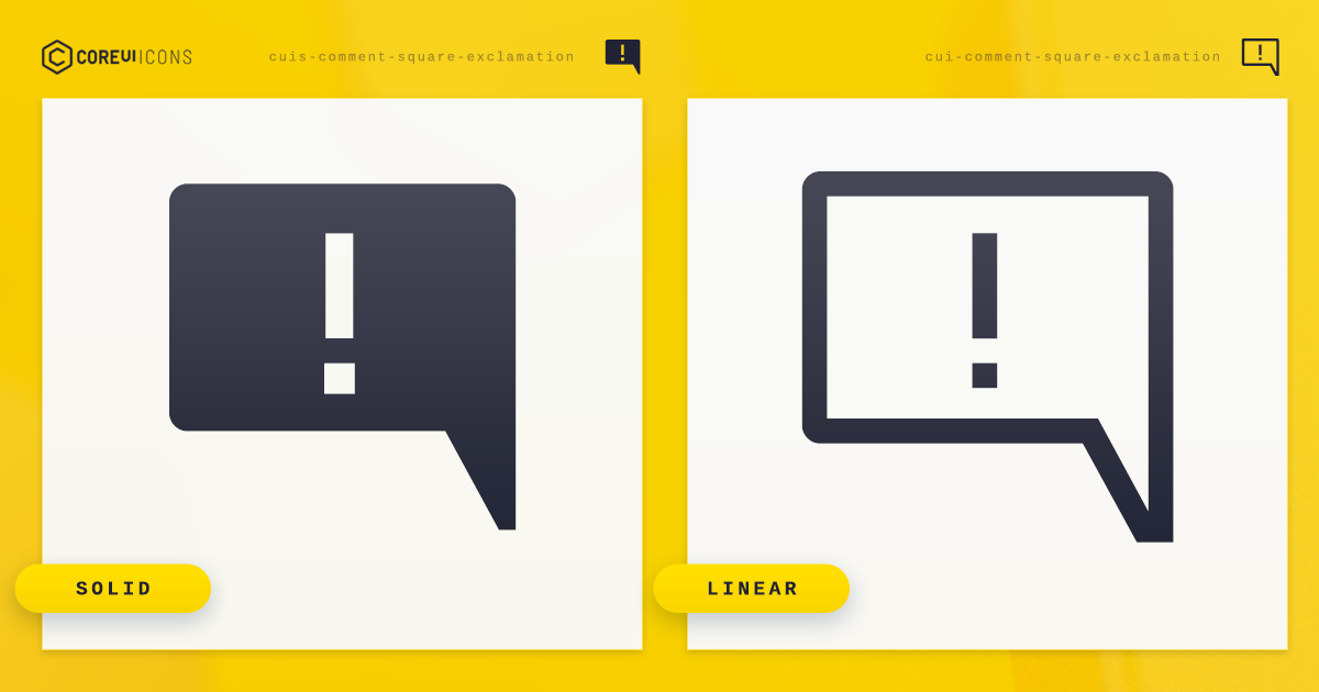 Comment Square Exclamation Icon · Solid · Coreui Icons · Svg Javascript Typescript And Webfont