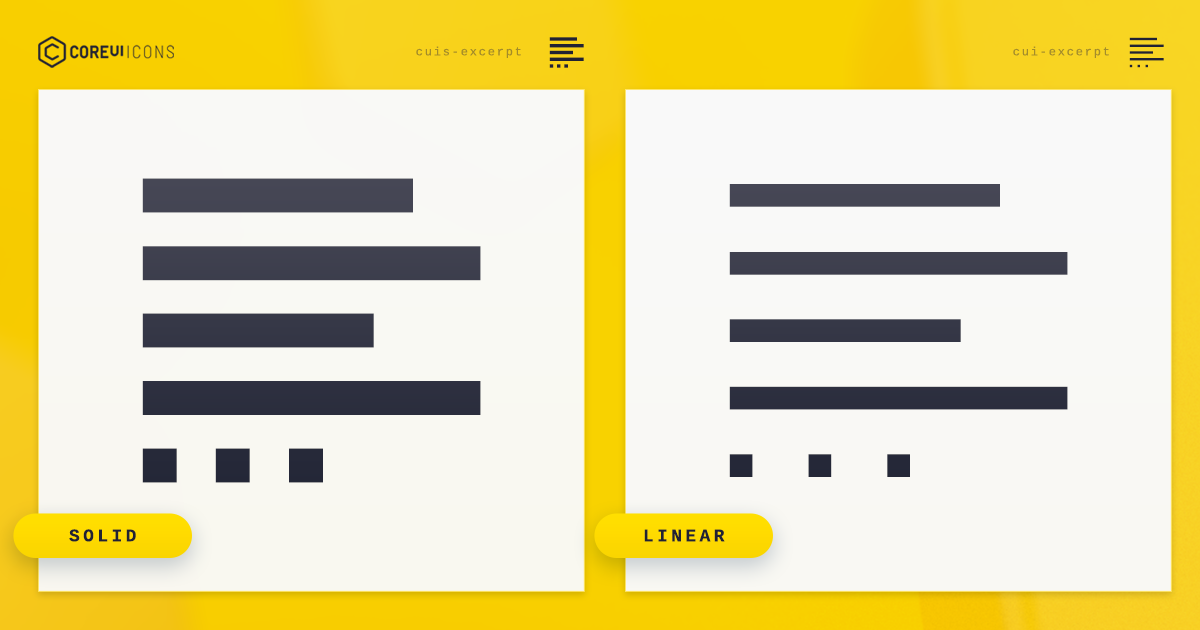 Excerpt Icon · Solid · Coreui Icons · Svg Javascript Typescript And Webfont