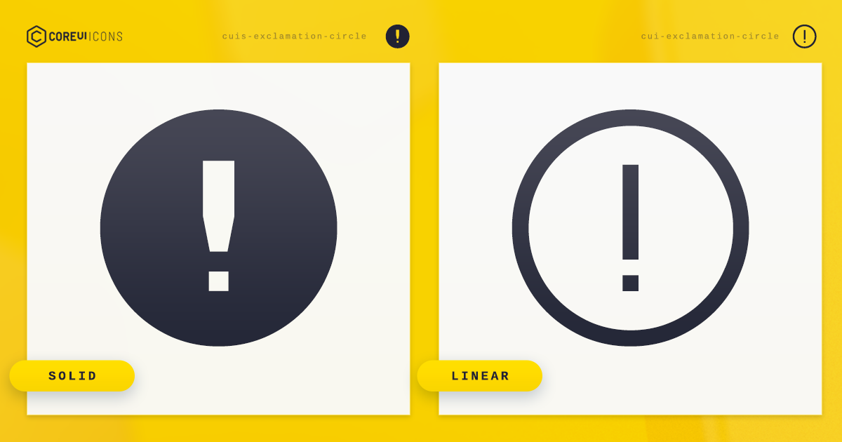 Exclamation Circle Icon · Linear · Coreui Icons · Svg Javascript Typescript And Webfont