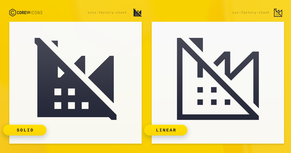 Factory Slash Icon · Linear · Coreui Icons · Svg Javascript Typescript And Webfont