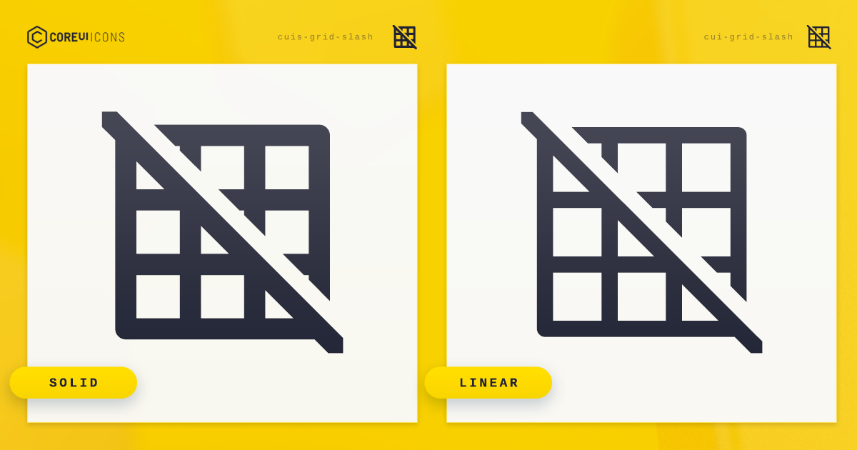 Grid Slash Icon · Solid · Coreui Icons · Svg Javascript Typescript And Webfont