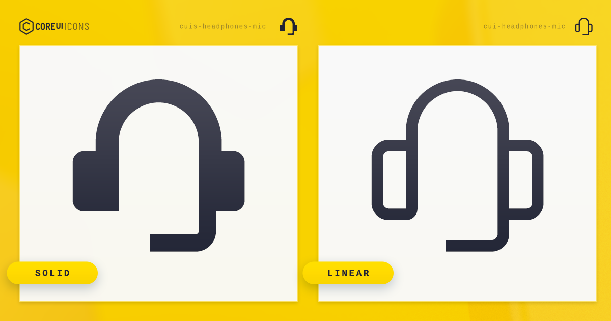 Headphones Mic Icon · Linear · Coreui Icons · Svg Javascript Typescript And Webfont