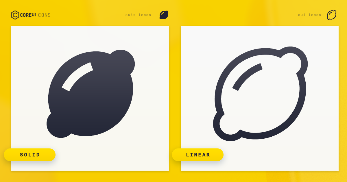 Lemon Icon · Linear · Coreui Icons · Svg Javascript Typescript And Webfont