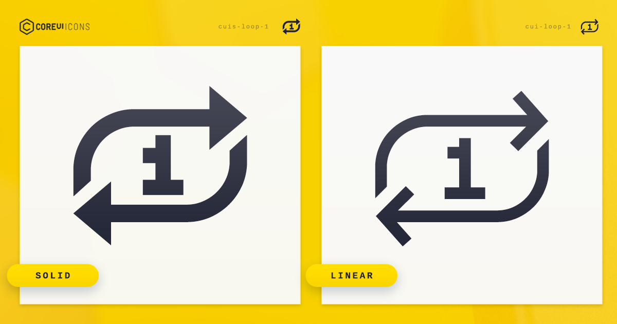 Loop 1 Icon · Linear · Coreui Icons · Svg Javascript Typescript And Webfont