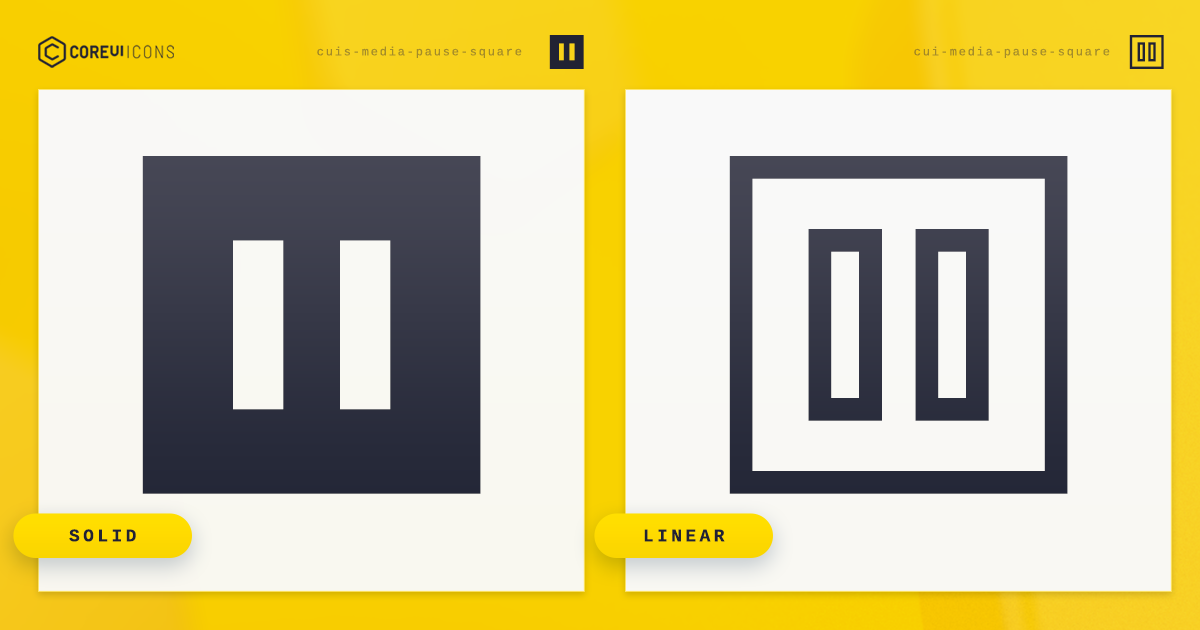 Media Pause Square Icon · Linear · Coreui Icons · Svg Javascript 