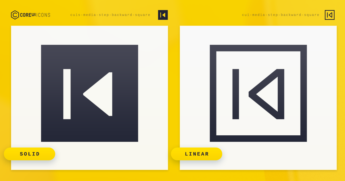 Media Step Backward Square Icon · Linear · Coreui Icons · Svg Javascript Typescript And Webfont 7075