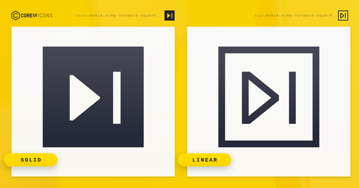 Media Step Forward Square Icon · Linear · Coreui Icons · Svg 