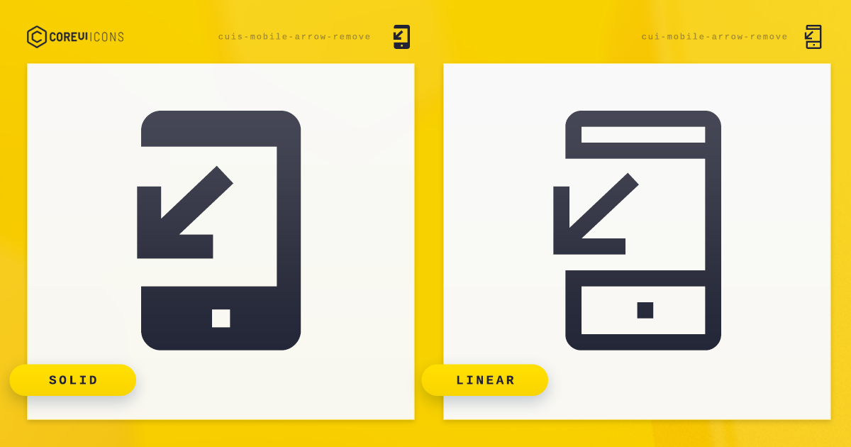 Mobile Arrow Remove Icon · Solid · Coreui Icons · Svg Javascript Typescript And Webfont