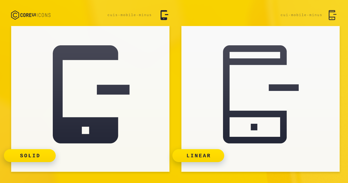 Mobile Minus Icon · Solid · Coreui Icons · Svg Javascript Typescript And Webfont 0935