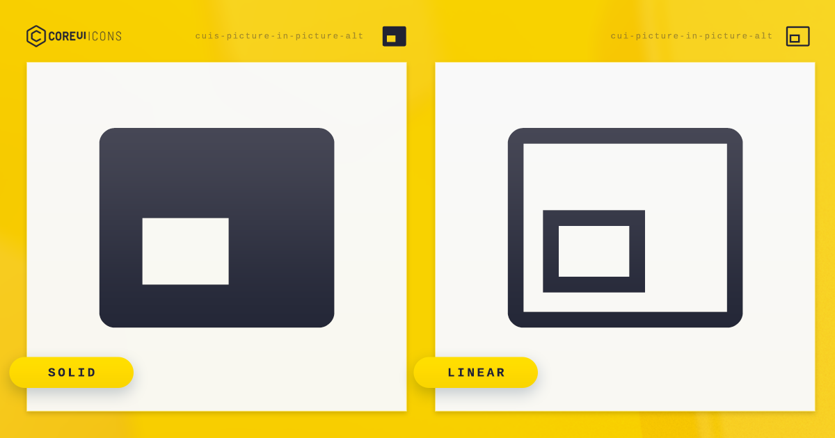 Picture In Picture Alt Icon · Linear · Coreui Icons · Svg Javascript Typescript And Webfont