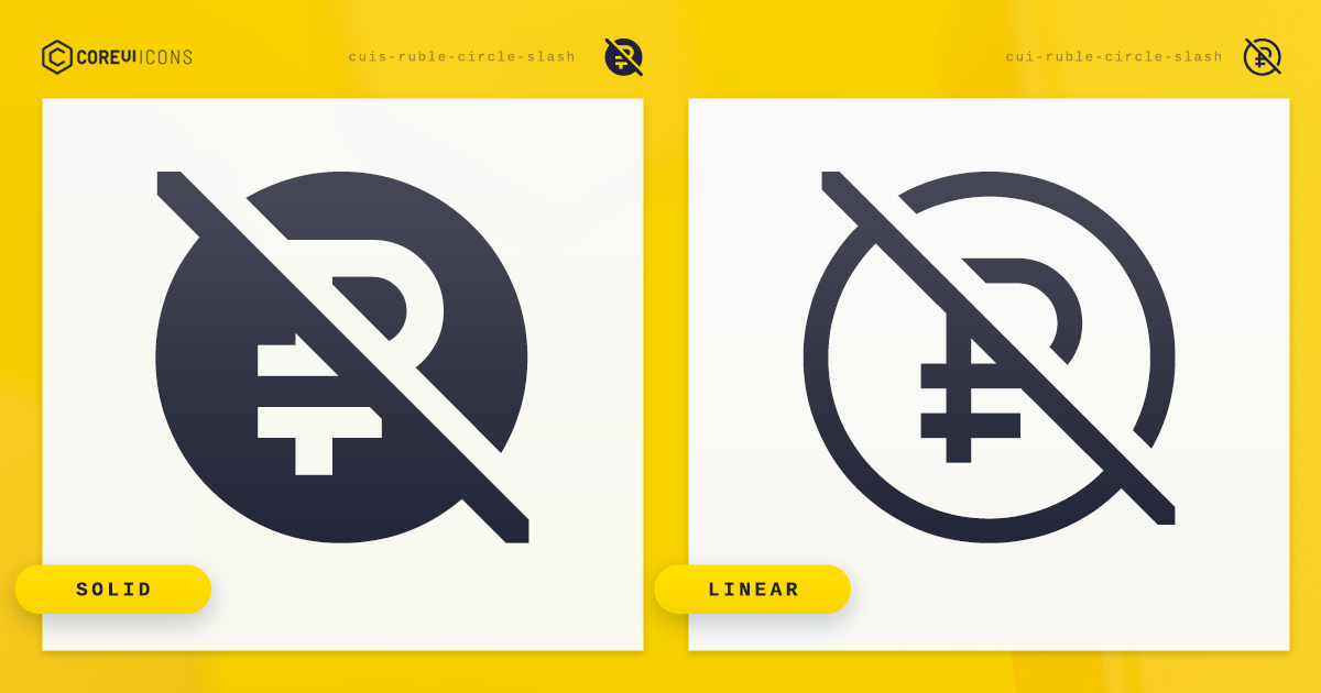 Ruble Circle Slash Icon · Linear · Coreui Icons · Svg Javascript Typescript And Webfont 
