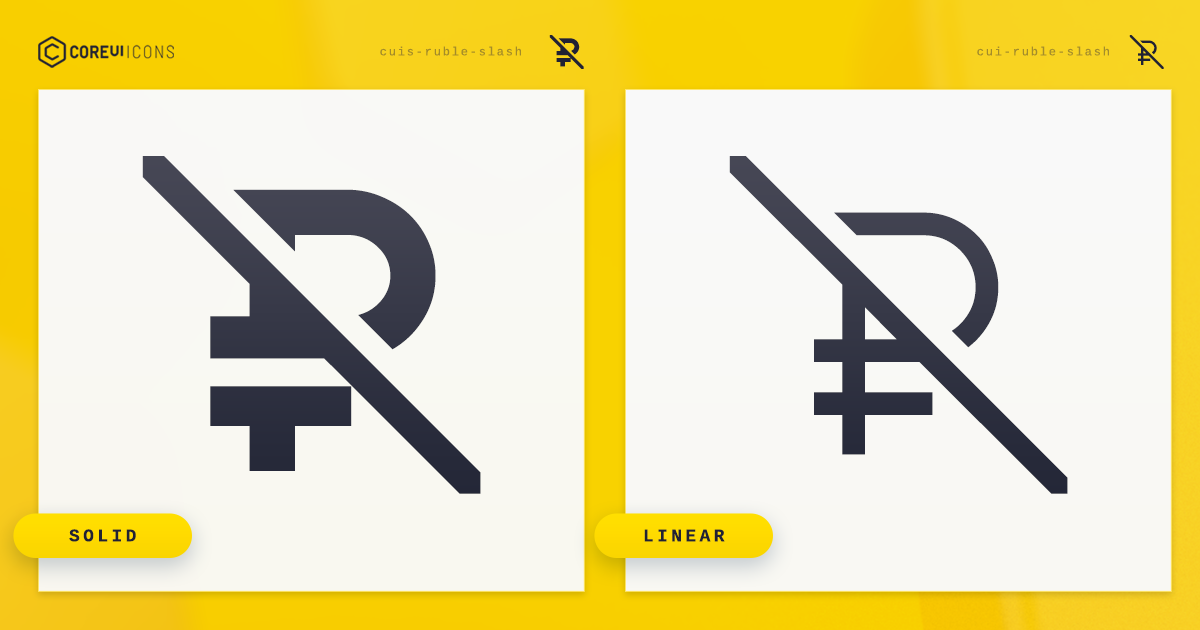 Ruble Slash Icon · Solid · Coreui Icons · Svg Javascript Typescript 