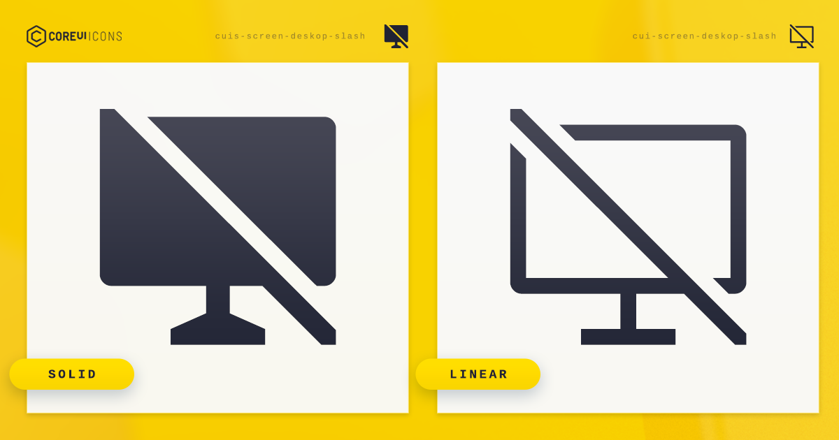 Screen Deskop Slash Icon · Linear · Coreui Icons · Svg Javascript Typescript And Webfont