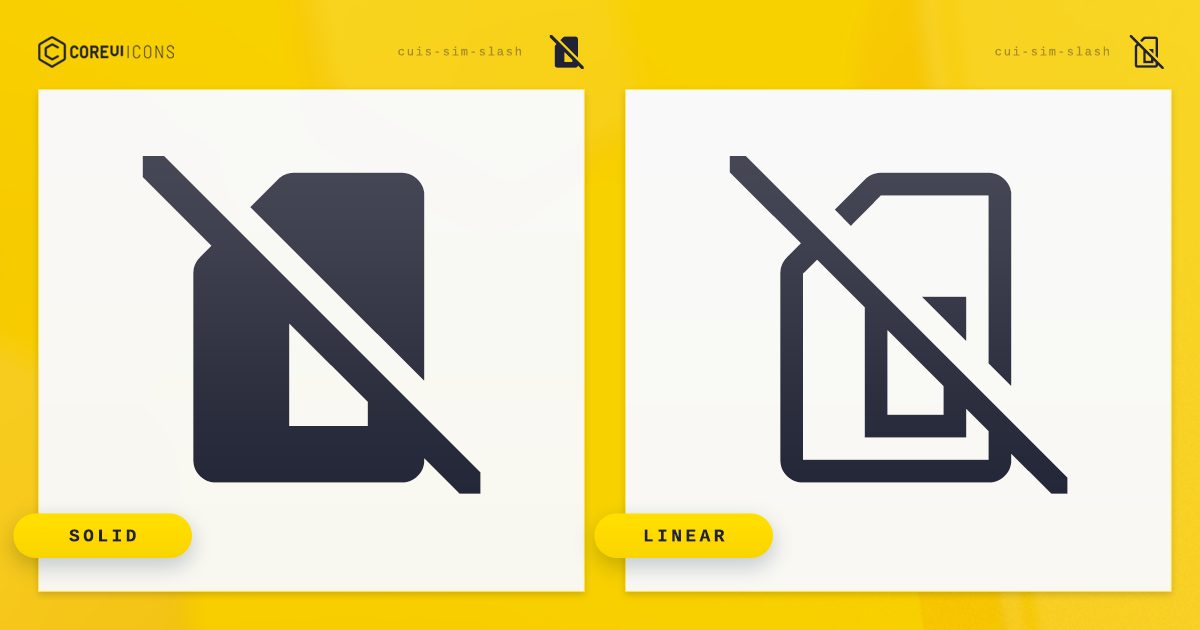 Sim Slash Icon · Solid · Coreui Icons · Svg Javascript Typescript And Webfont 1842