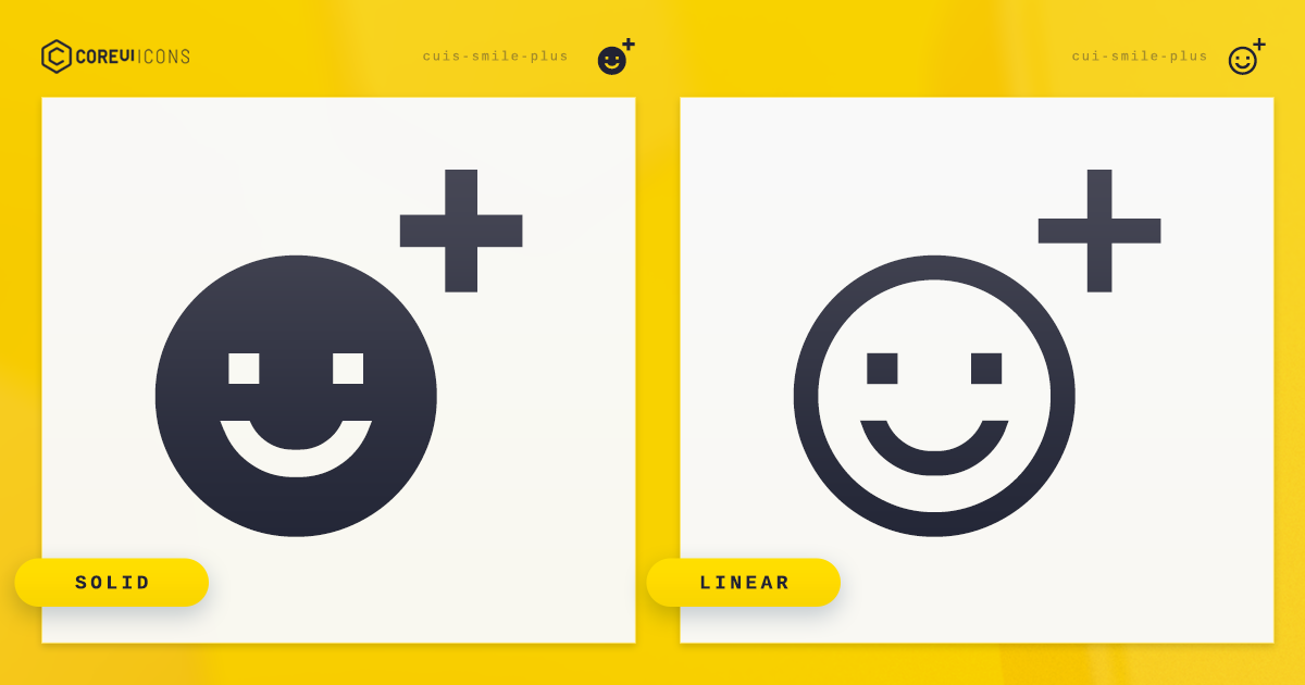 Smile Plus Icon · Linear · Coreui Icons · Svg Javascript Typescript And Webfont