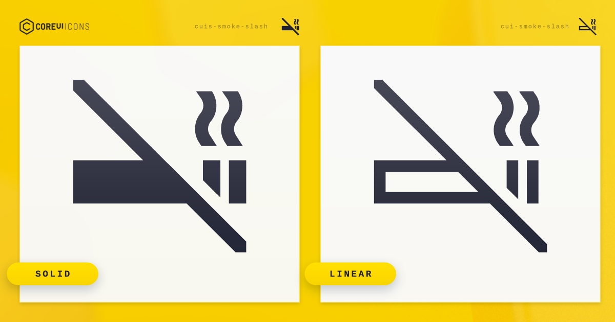 Smoke Slash Icon · Linear · Coreui Icons · Svg Javascript Typescript And Webfont 