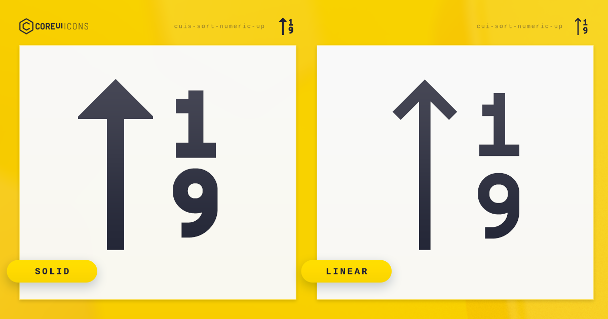 Sort Numeric Up Icon · Linear · Coreui Icons · Svg Javascript Typescript And Webfont 