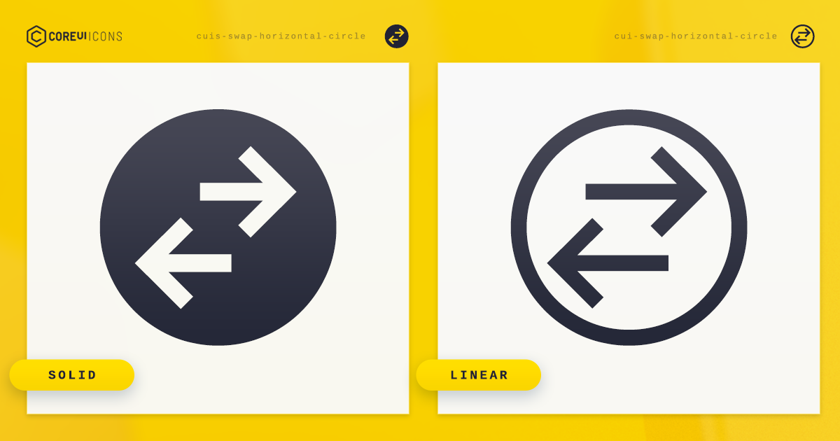 Swap Horizontal Circle Icon · Linear · Coreui Icons · Svg Javascript 