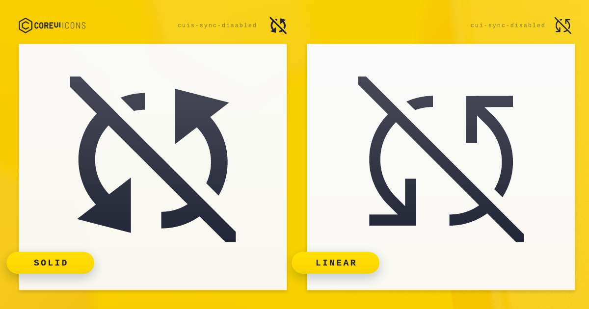 Sync Disabled Icon · Linear · Coreui Icons · Svg Javascript Typescript And Webfont