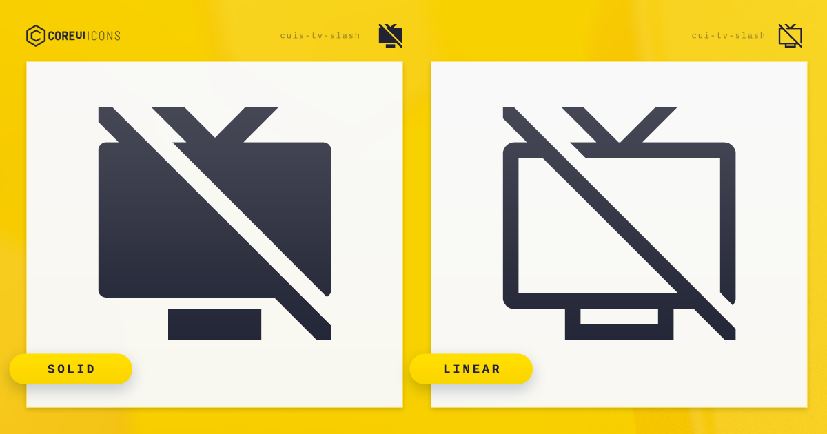 Tv Slash Icon · Linear · Coreui Icons · Svg Javascript Typescript
