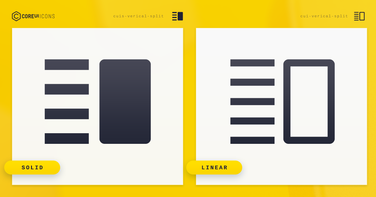 Verical Split Icon · Linear · Coreui Icons · Svg Javascript Typescript And Webfont