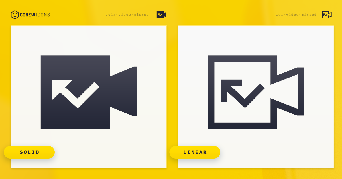 Video Missed Icon · Linear · Coreui Icons · Svg Javascript Typescript 