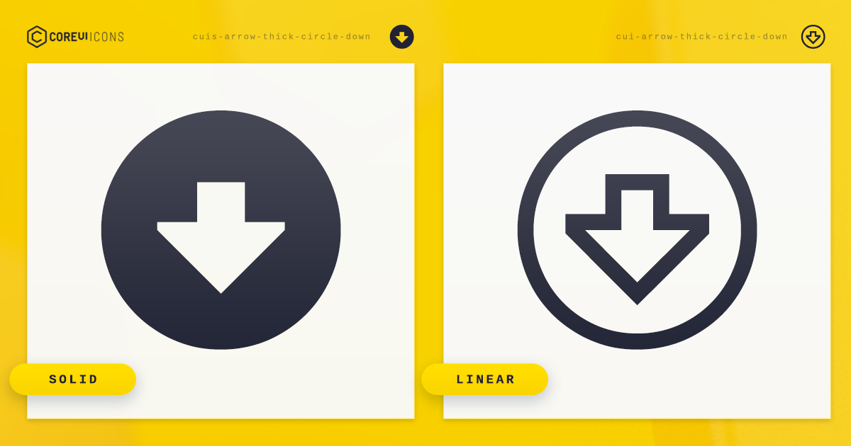 Arrow Thick Circle Down Icon · Linear · Coreui Icons · Svg Javascript