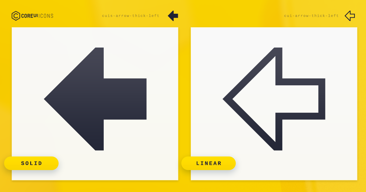 Arrow Thick Left Icon · Linear · Coreui Icons · Svg Javascript Typescript And Webfont