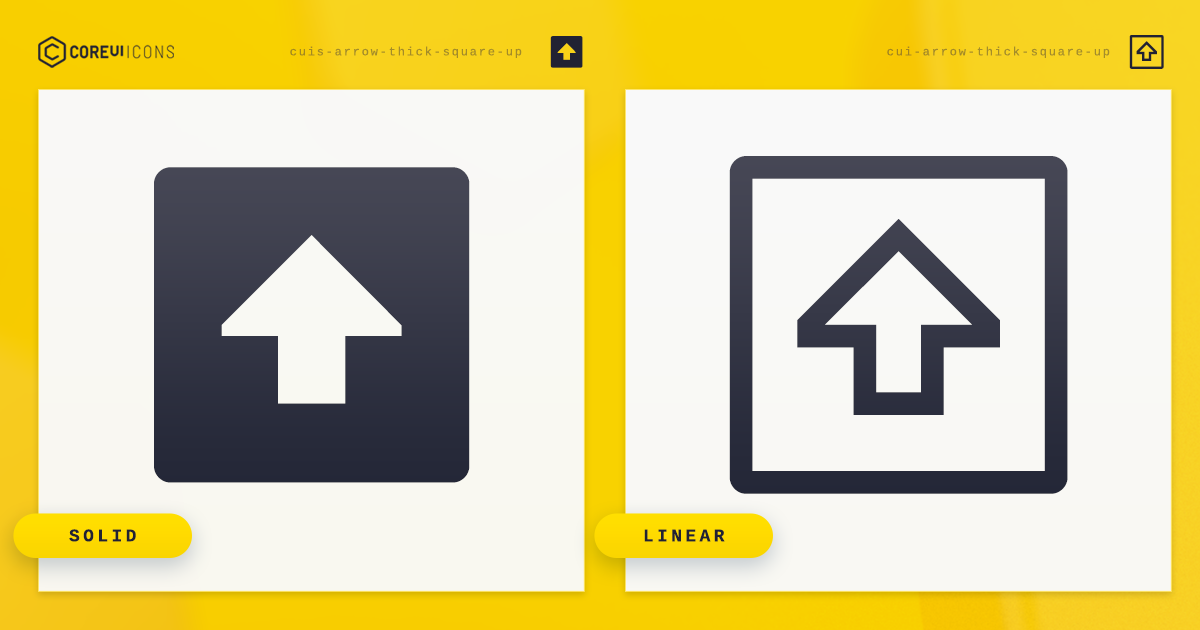 Arrow Thick Square Up Icon · Linear · Coreui Icons · Svg Javascript Typescript And Webfont