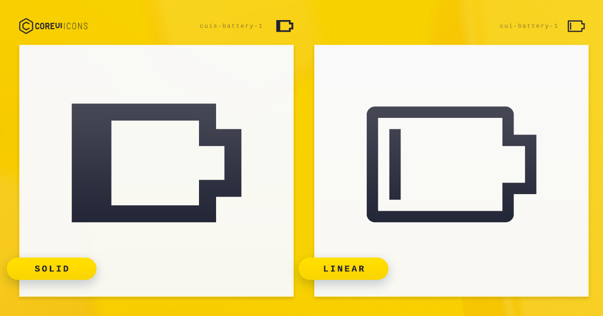 Battery 1 Icon · Solid · Coreui Icons · Svg Javascript Typescript And Webfont