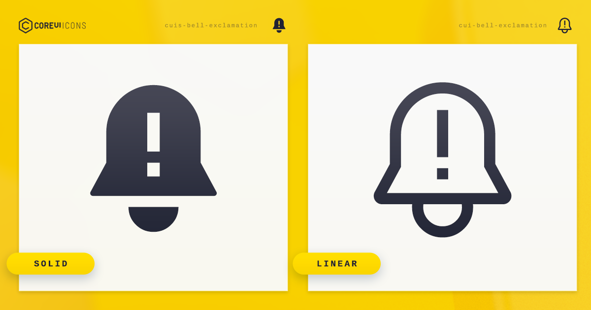 Bell Exclamation Icon · Linear · Coreui Icons · Svg Javascript Typescript And Webfont