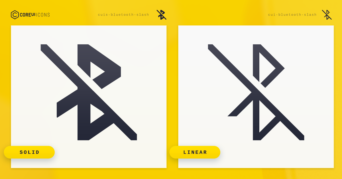 Bluetooth Slash Icon · Linear · Coreui Icons · Svg Javascript Typescript And Webfont