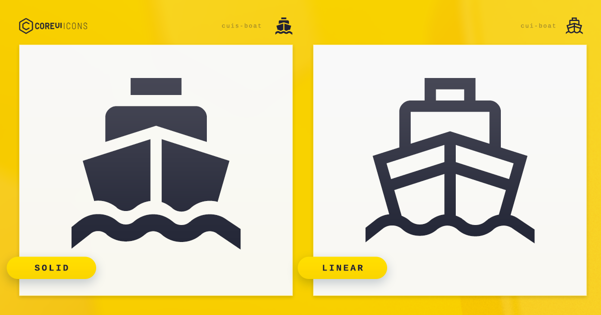 Boat Icon · Linear · Coreui Icons · Svg Javascript Typescript And Webfont