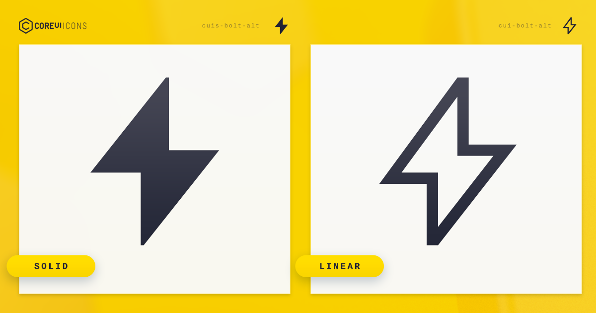 Bolt Alt Icon · Solid · Coreui Icons · Svg Javascript Typescript And Webfont