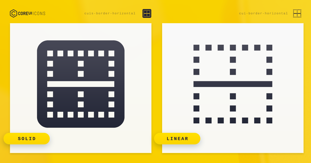 Border Horizontal Icon · Linear · Coreui Icons · Svg Javascript Typescript And Webfont