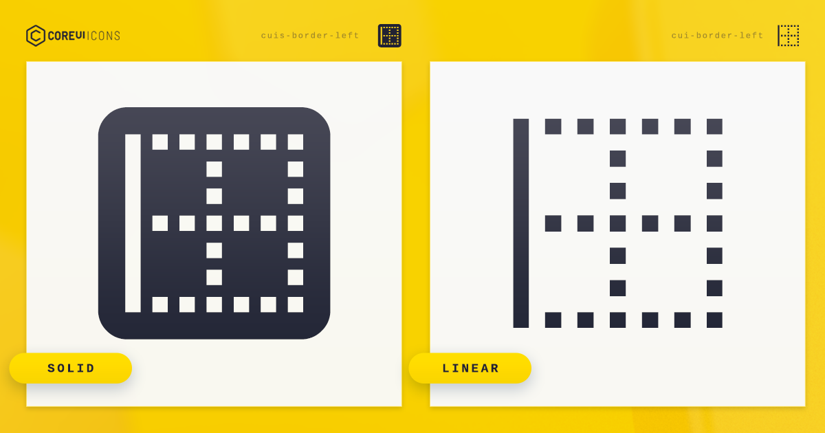 Border Left Icon · Solid · Coreui Icons · Svg Javascript Typescript And Webfont 2265