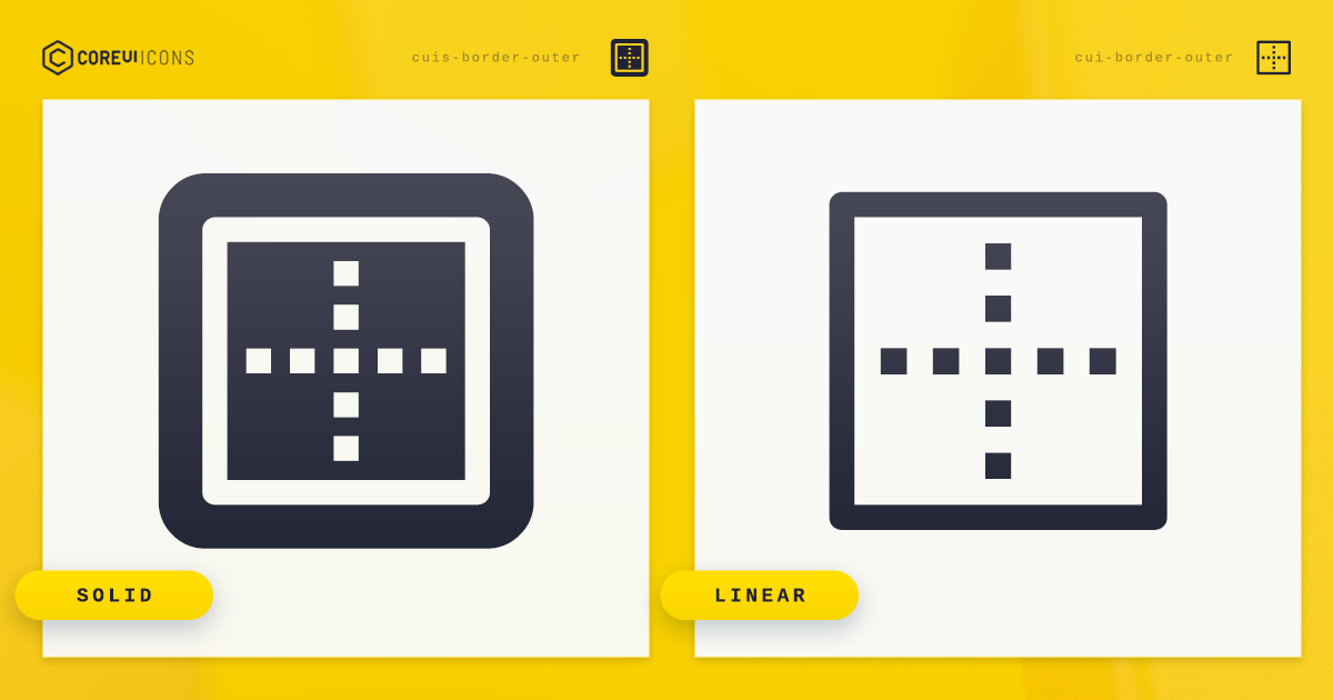 Border Outer Icon · Linear · Coreui Icons · Svg Javascript Typescript And Webfont