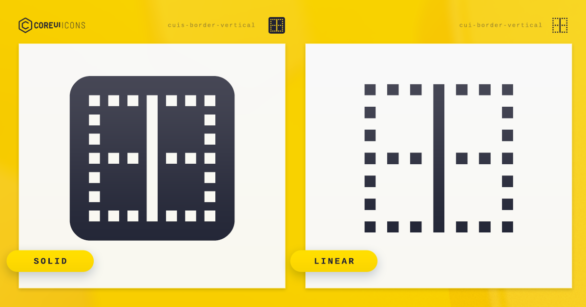 Border Vertical Icon · Linear · Coreui Icons · Svg Javascript Typescript And Webfont