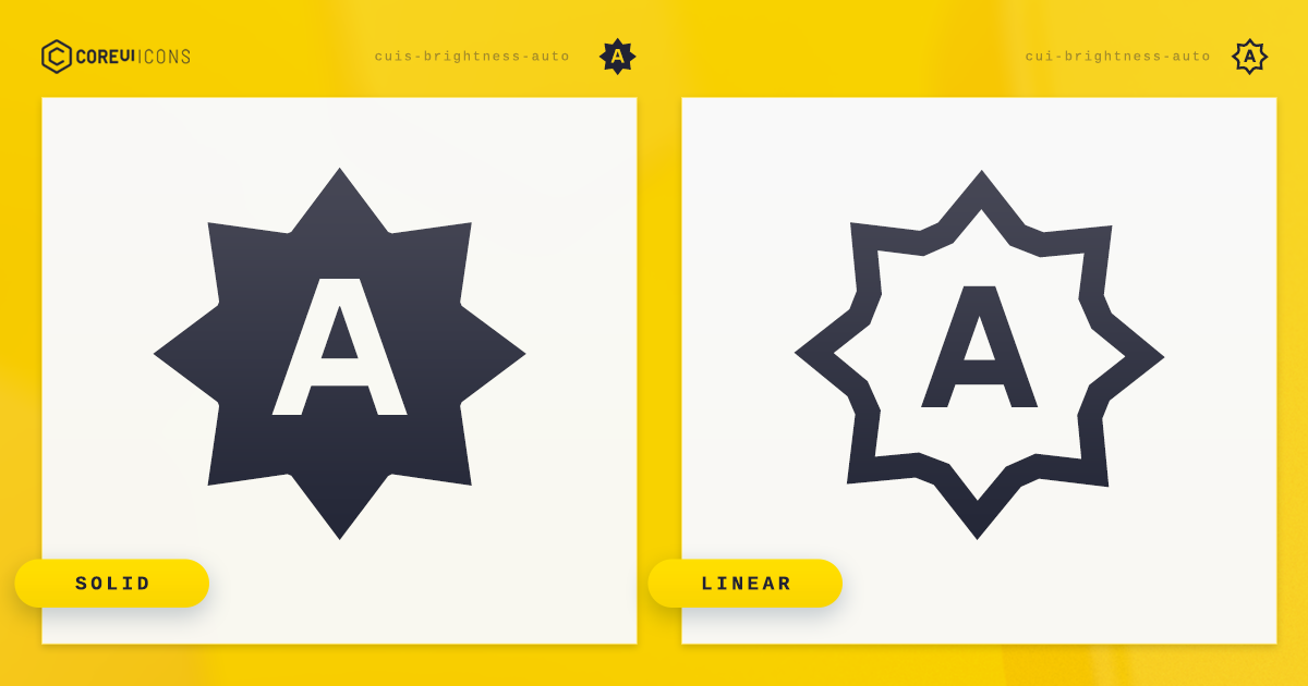 Brightness Auto Icon · Linear · Coreui Icons · Svg Javascript Typescript And Webfont