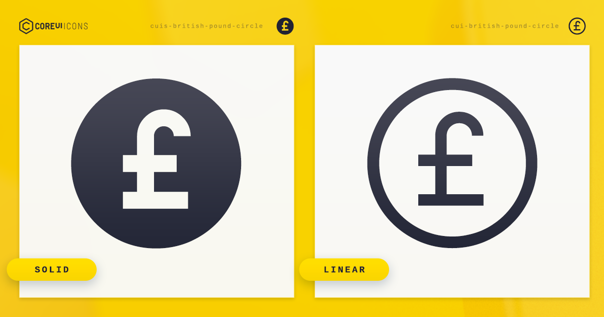 British Pound Circle Icon · Linear · Coreui Icons · Svg Javascript