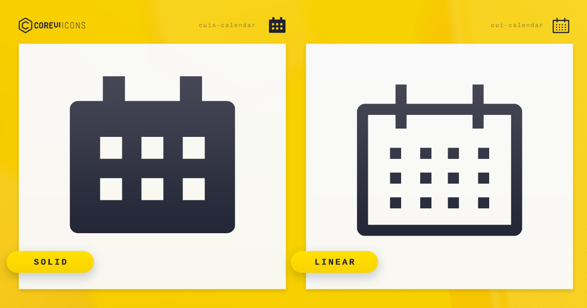 Calendar Icon · Solid · Coreui Icons · Svg Javascript Typescript And Webfont