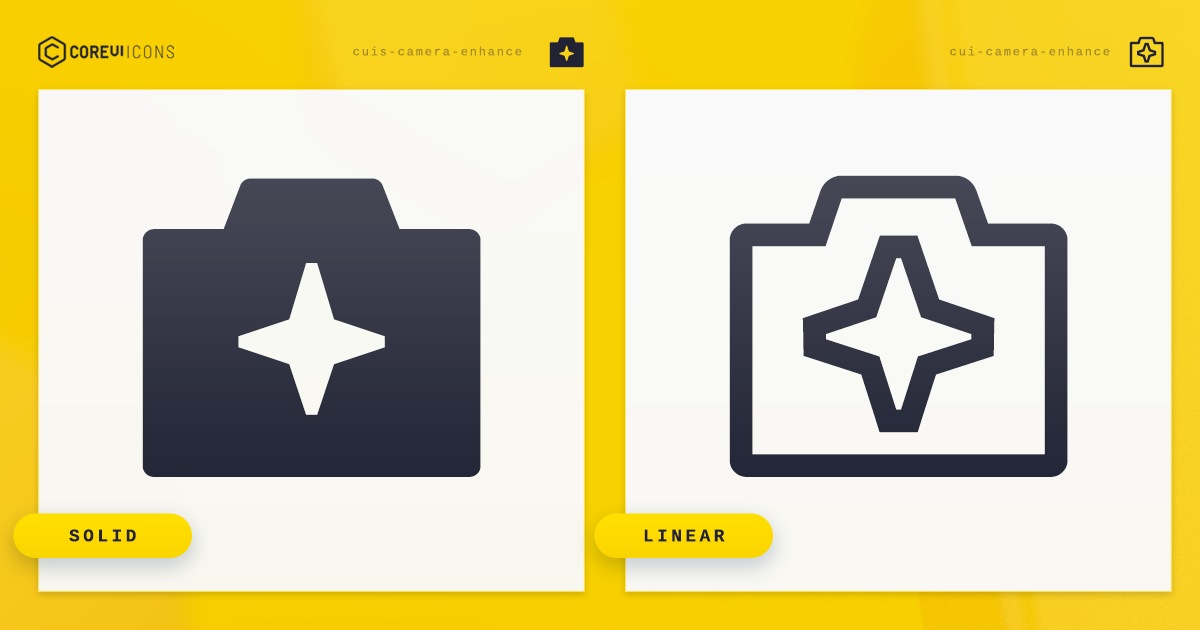 Camera Enhance Icon · Linear · Coreui Icons · Svg Javascript Typescript And Webfont