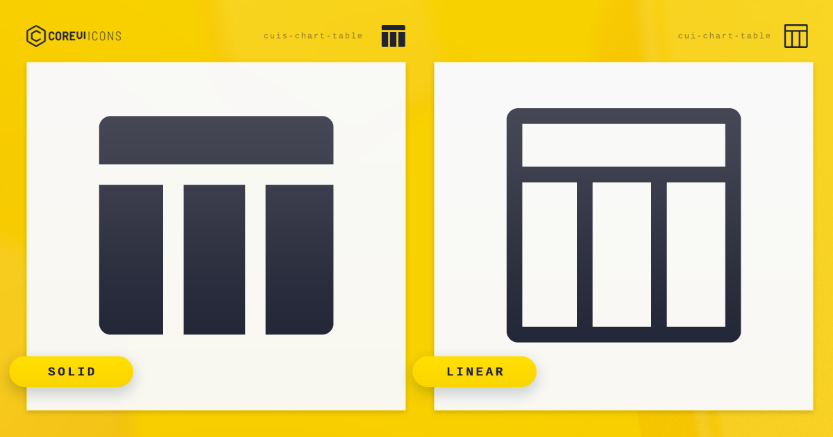 Chart Table Icon · Solid · Coreui Icons · Svg Javascript Typescript And Webfont