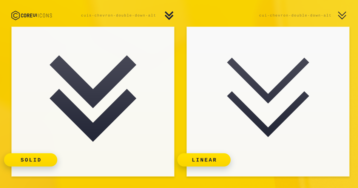 Chevron Double Down Alt Icon · Linear · Coreui Icons · Svg Javascript Typescript And Webfont