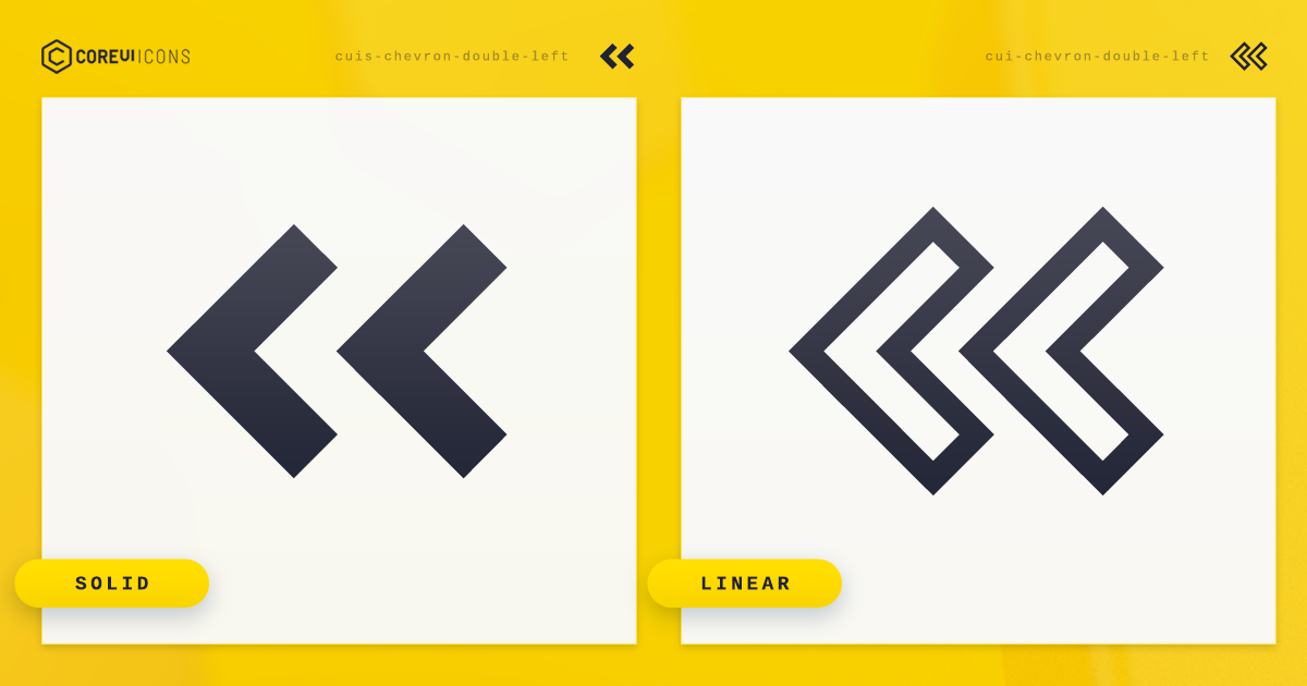 Chevron Double Left Icon · Linear · Coreui Icons · Svg Javascript Typescript And Webfont